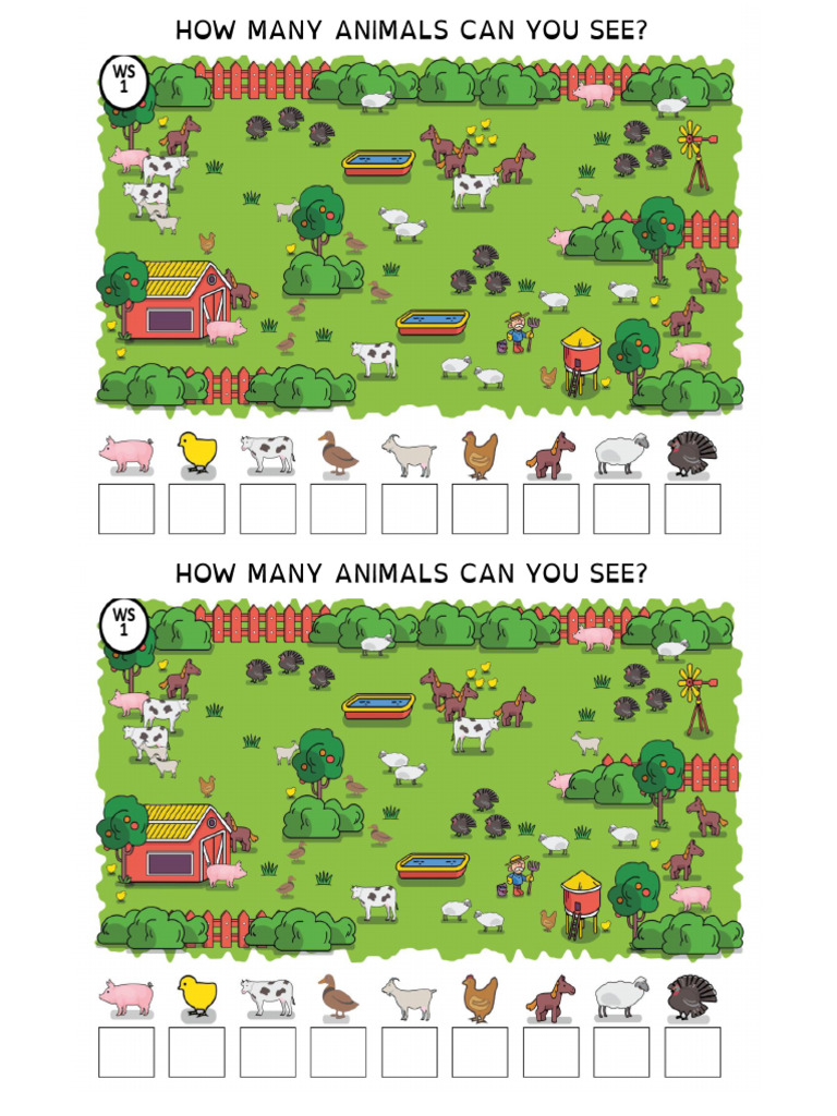 How Many Animals Can You See (13 Copias Color) | PDF