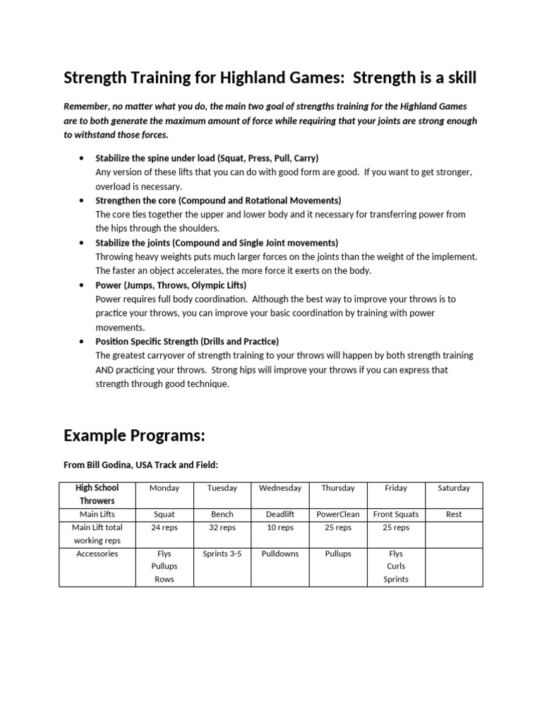 Strength Training for Highland Games | PDF | Weight Training