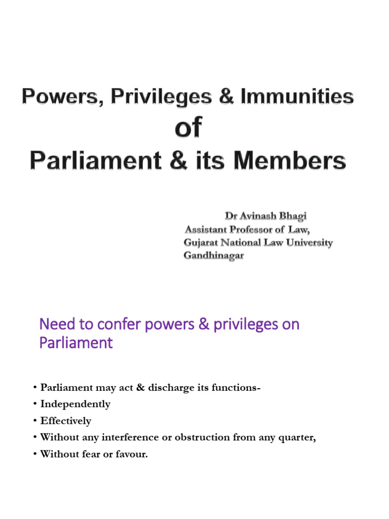 Parliamentary Privileges | PDF | Justice | Crime & Violence