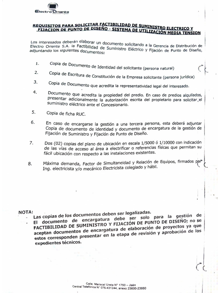 Electro Oriente - Requisitos | PDF