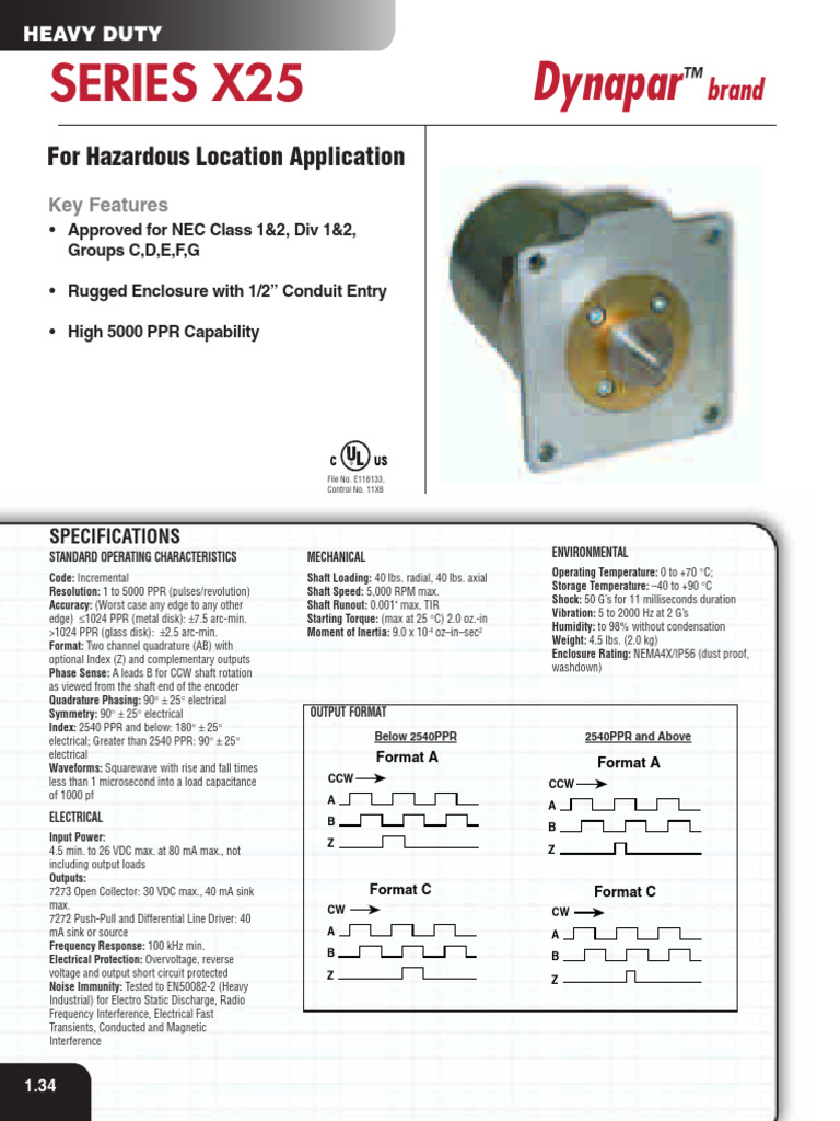 V143-X252048024 - Dynapar Encoders, X25 Series - Specification | PDF ...