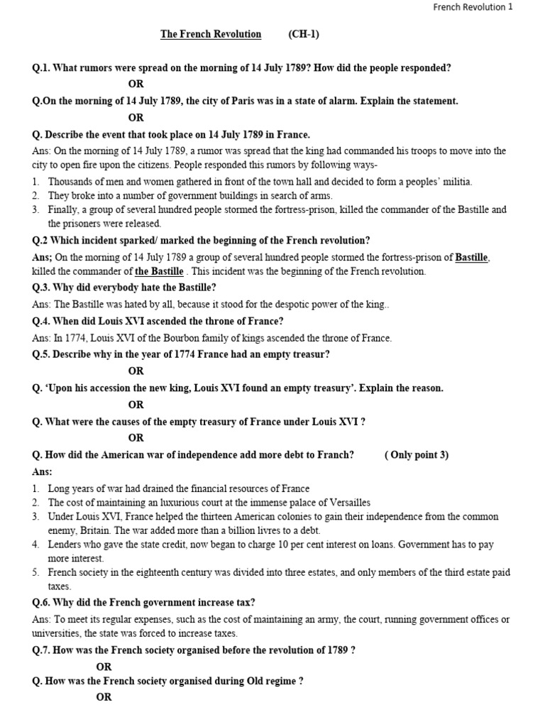 Overview of the French Revolution Events | PDF | French Revolution ...