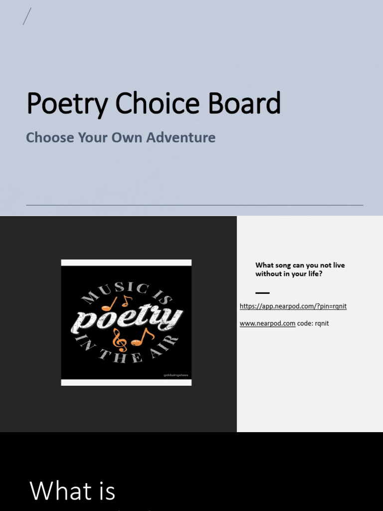 Liam Jerie - Poetry Choice Board 2025 - 18689 | PDF | Poetry
