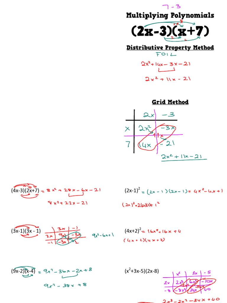 Multiplying Polynomials Foldable 1718+ | PDF