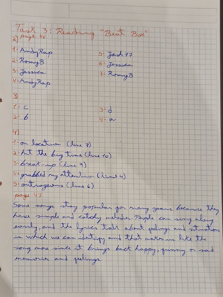Task 3: Reading "Beat Box" | PDF