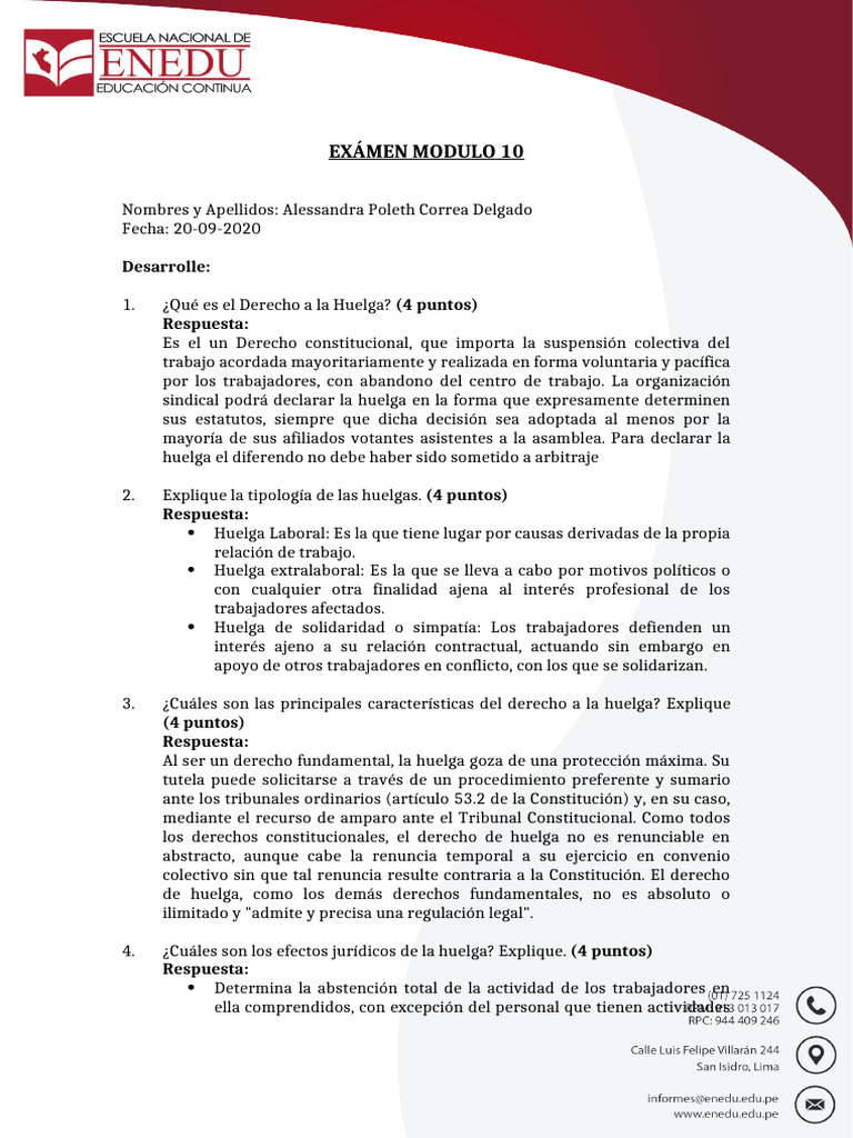 EXAMEN MODULO10 - Laboral | PDF | Derecho Constitucional | Constitución