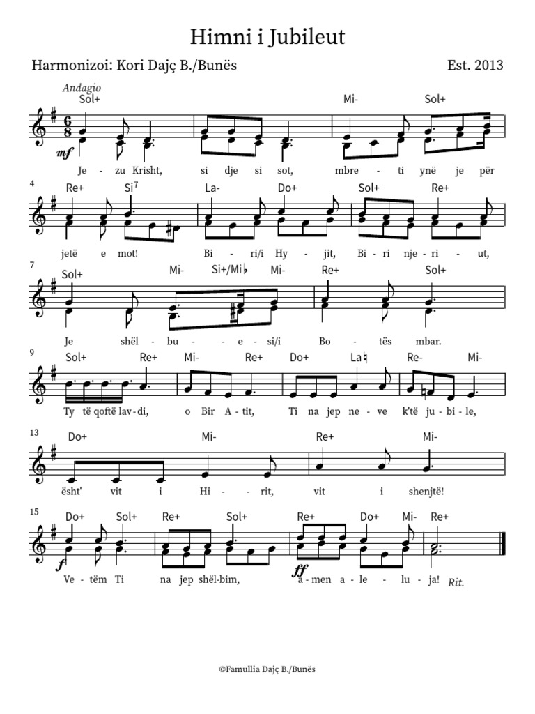 Himni I Jubileut (Sol) | PDF