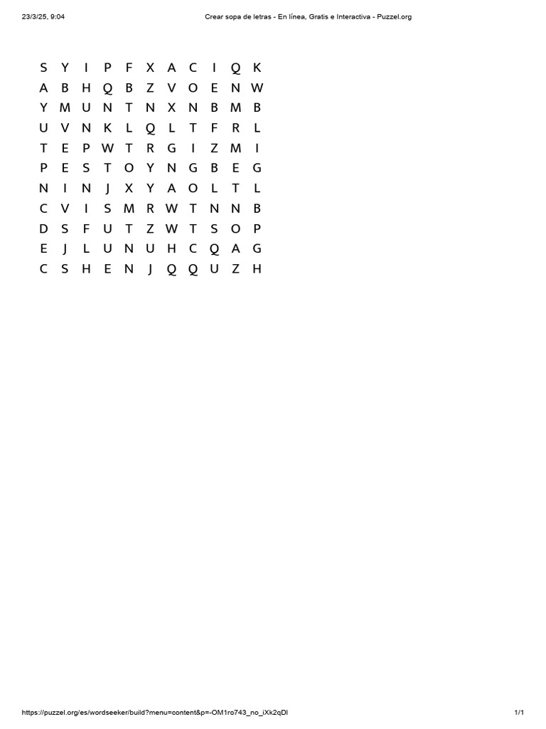 Sopa de Letras Paciencia | PDF