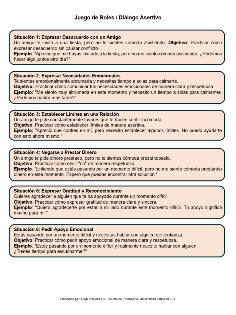 Diálogo Asertivo en Juegos de Roles | PDF