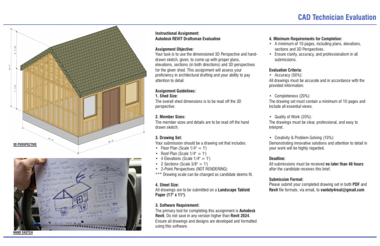 03 - Instructional Assignment - CAD Technician Evaluation | PDF | Drawing