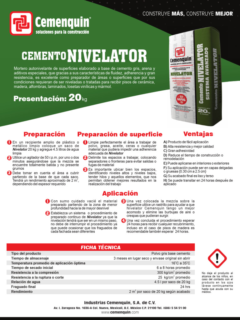 Nivelator | PDF | Cemento | Materiales