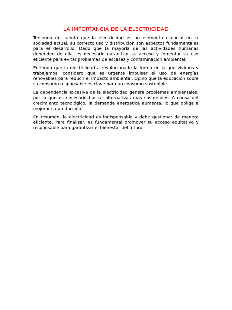 LA IMPORTANCIA DE LA ELECTRICIDAD | PDF