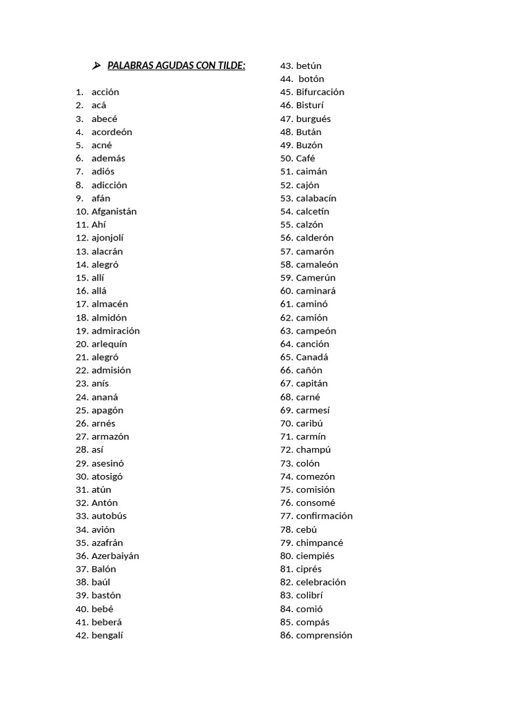 Palabras Agudas y Graves | PDF