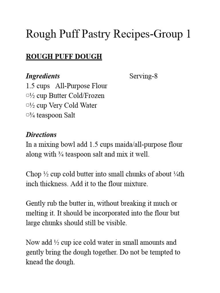 Easy Rough Puff Pastry Recipes | PDF | Dough | Cooking