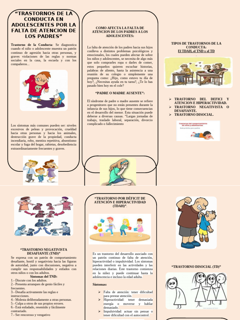 Triptico Trastornos de Conducta | PDF | Desorden hiperactivo y deficit de atencion ...