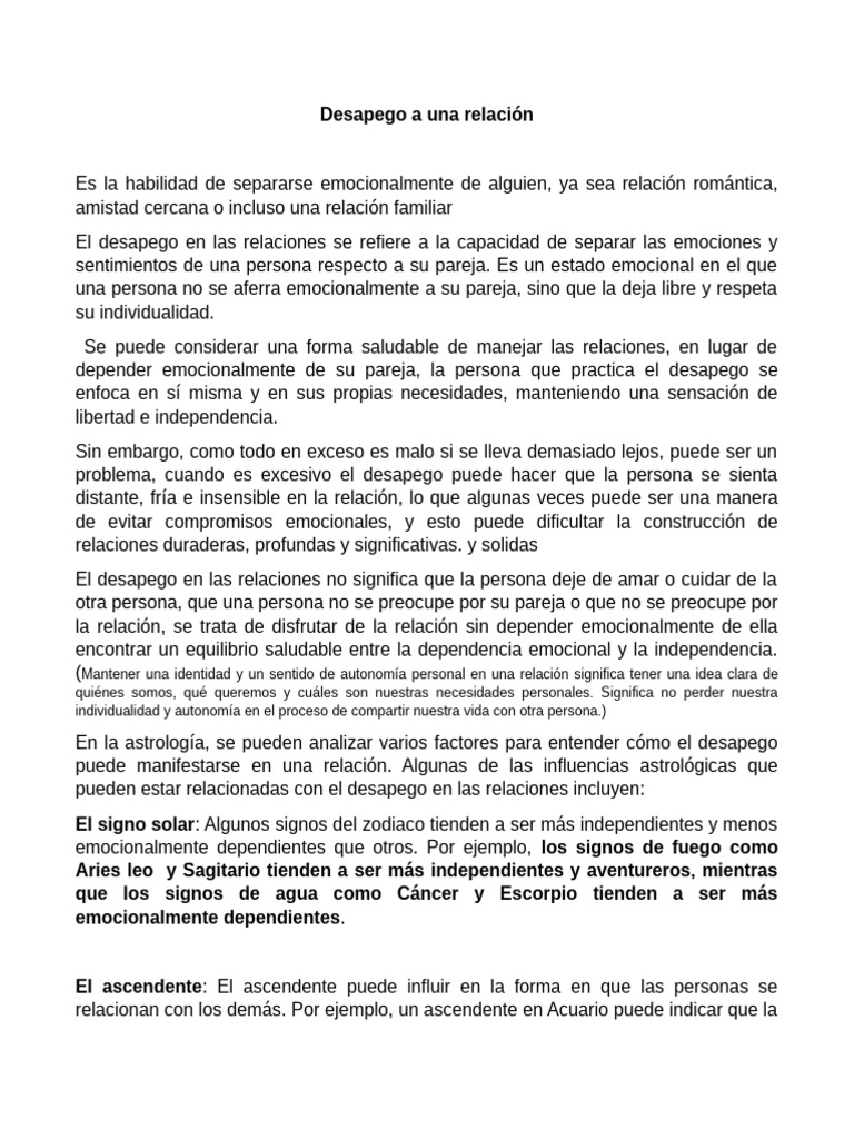 Desapego A Una Relación | PDF | Las emociones | Amor