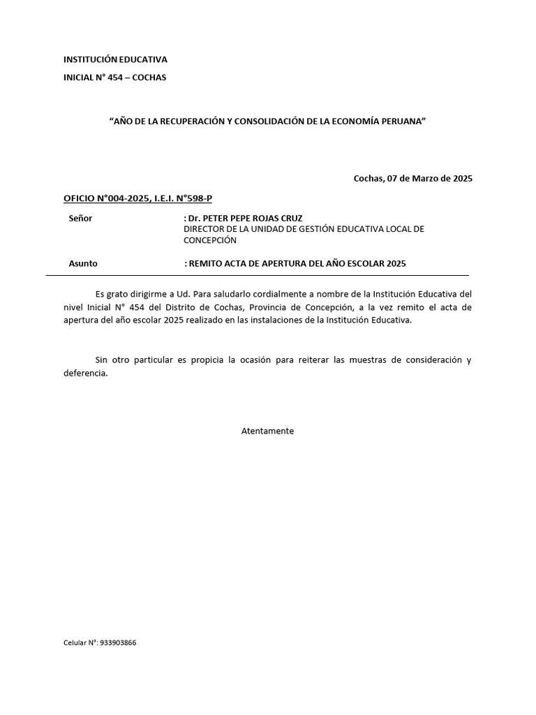 Oficio 004 - Acta de Apertura Ofi | PDF