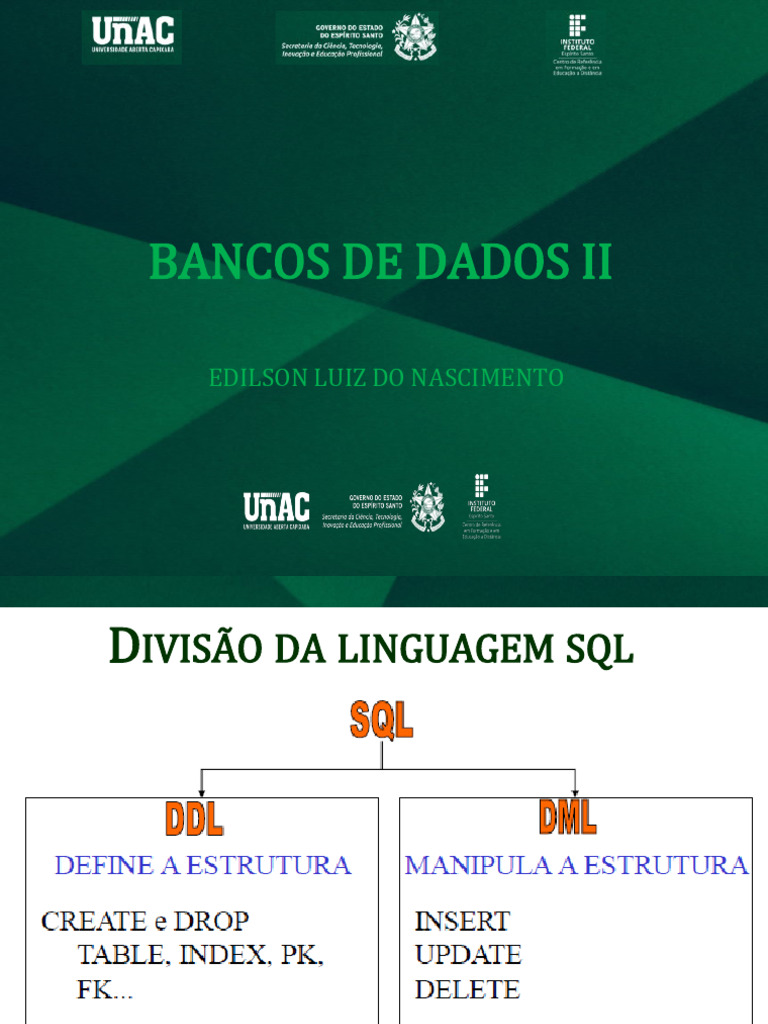 Comandos SQL: DDL, DML e SELECT | PDF | SQL | Software de gerenciamento ...