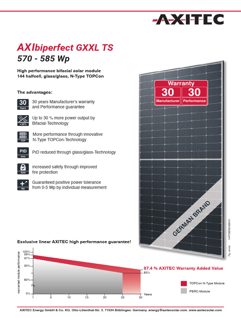 Axitec Bifacial Solar Module Specs | PDF | Electricity | Electrical ...