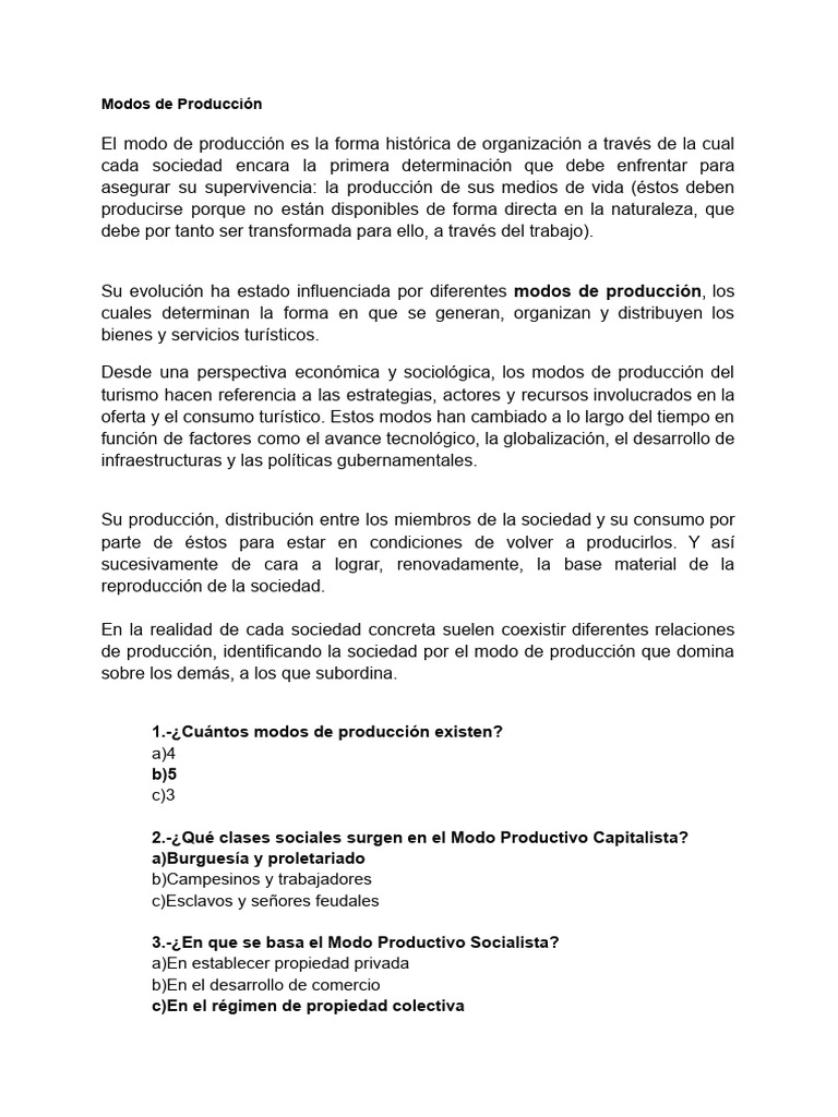 Modos de Produccion | PDF