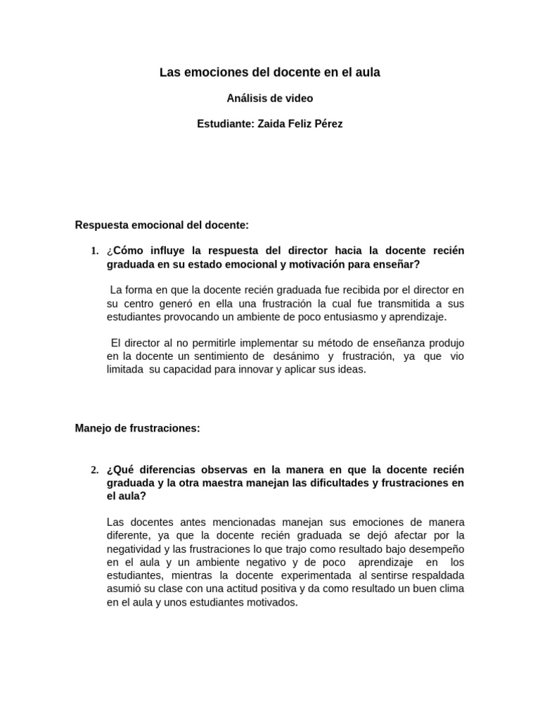 Emociones del docente en el aula | PDF | Salón de clases | Las emociones