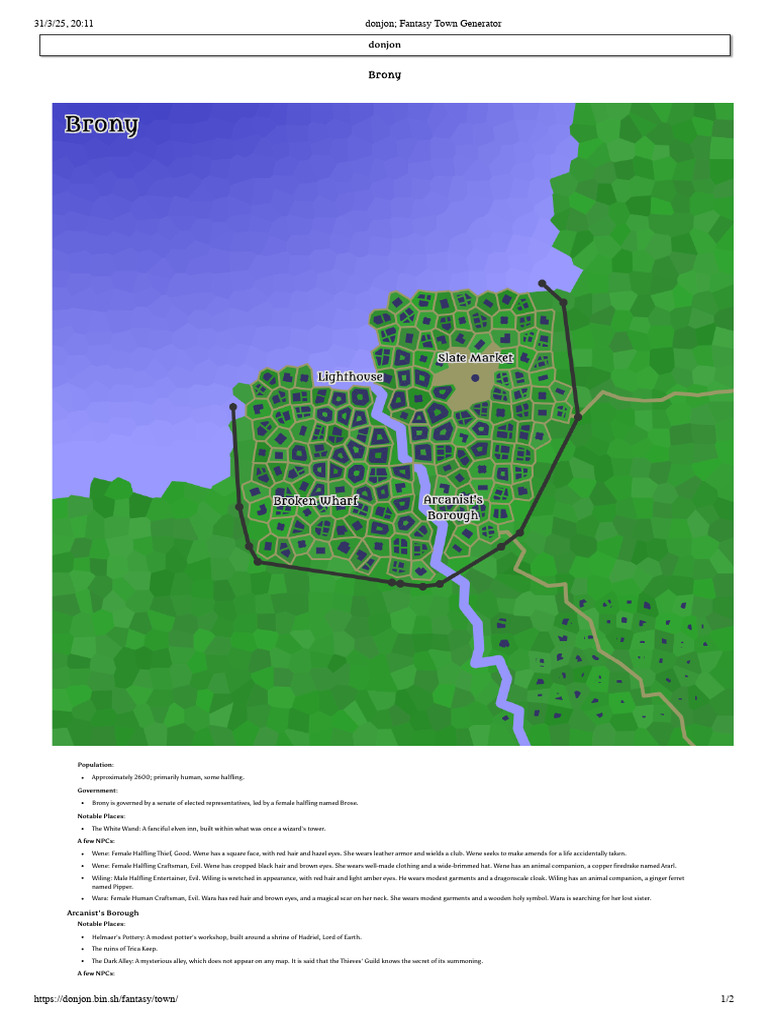 Donjon Fantasy Town Generator 4 | PDF