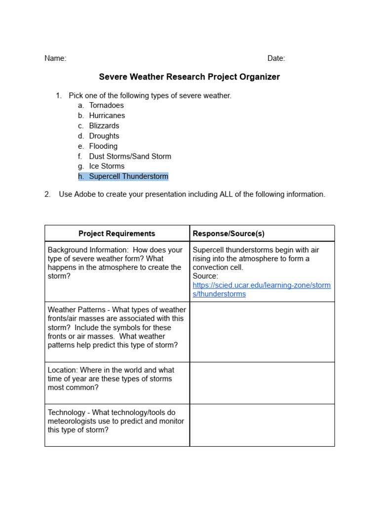 Severe Weather Project Organizer -TF | PDF