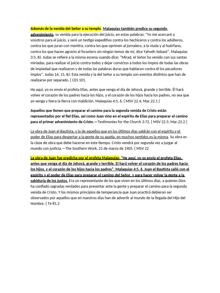 Además de La Venida Del Señor A Su Templo | PDF | Elijah | Cristo (título)