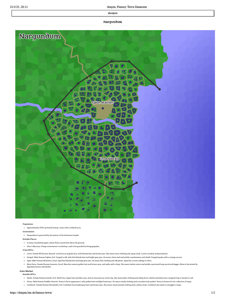 Donjon Fantasy Town Generator | PDF