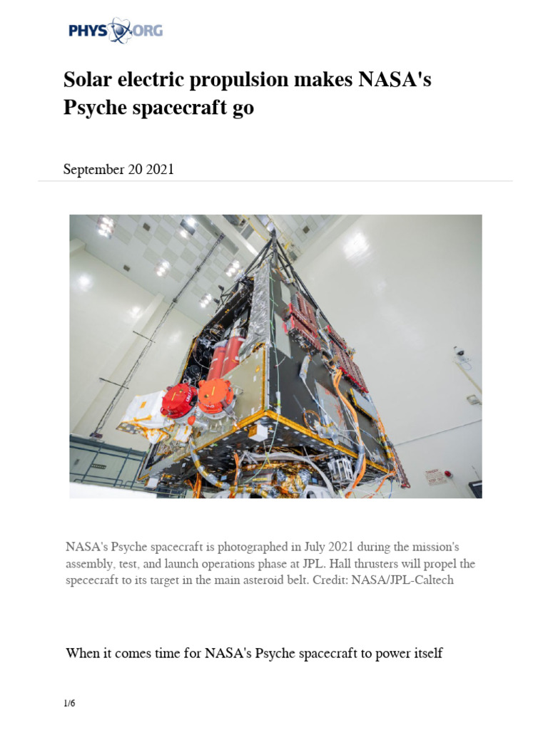 2021 09 Solar Electric Propulsion Nasa Psyche | PDF | Spacecraft ...
