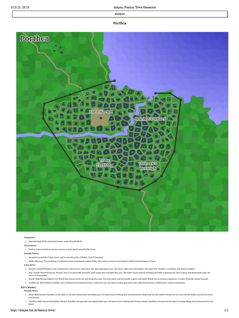 Donjon Fantasy Town Generator 4 | PDF