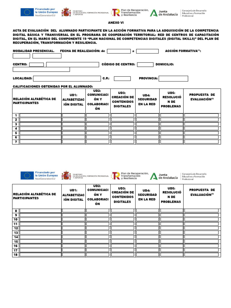 Anexo VI - Acta Evaluación 2025 | PDF