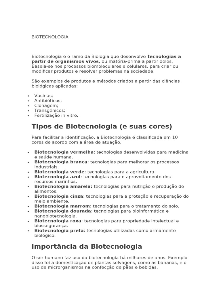 Biotec-1 - Apresentacao | PDF | Biotecnologia | Agricultura