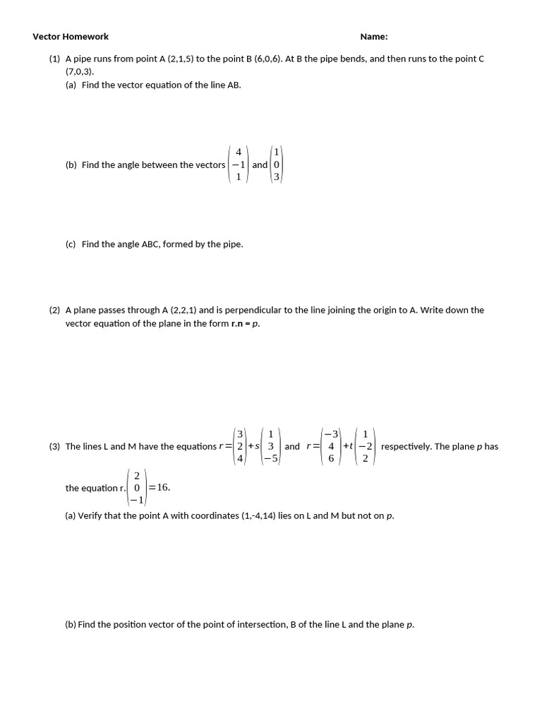 Vector Worksheet-1 | PDF