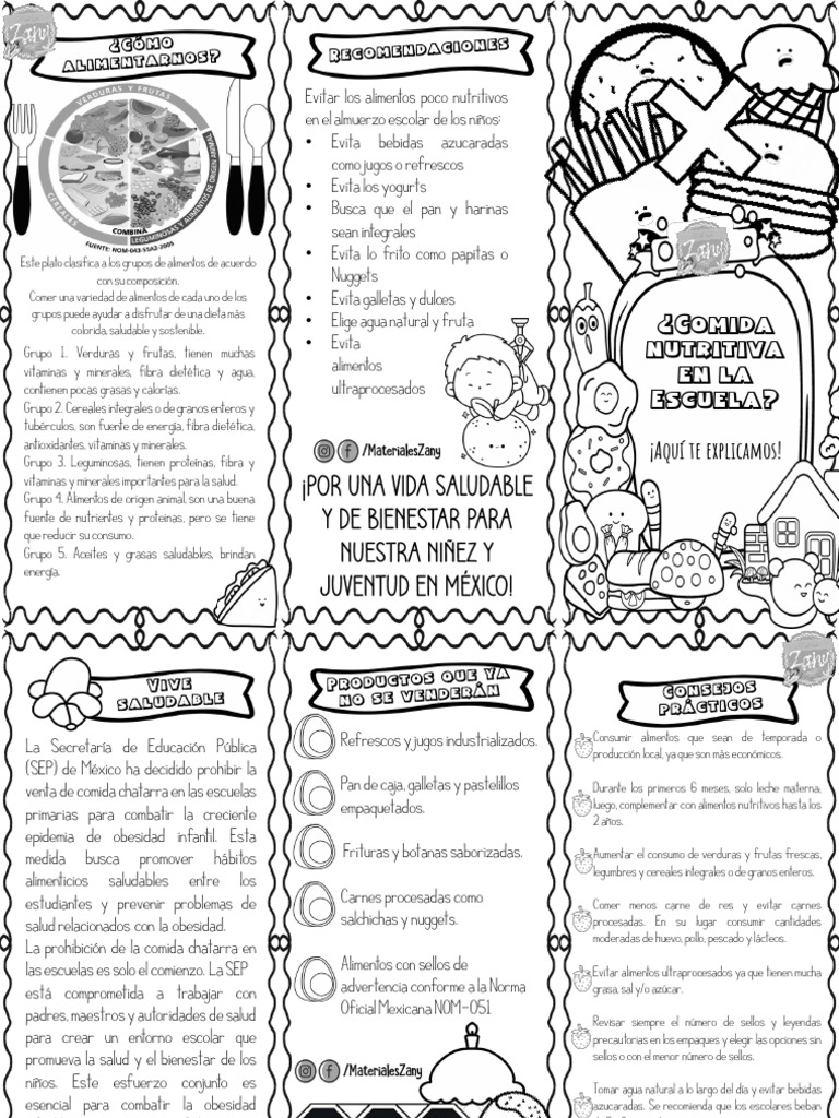 Tríptico sobre Alimentación Saludable Infantil | PDF | Alimentos | Cereales