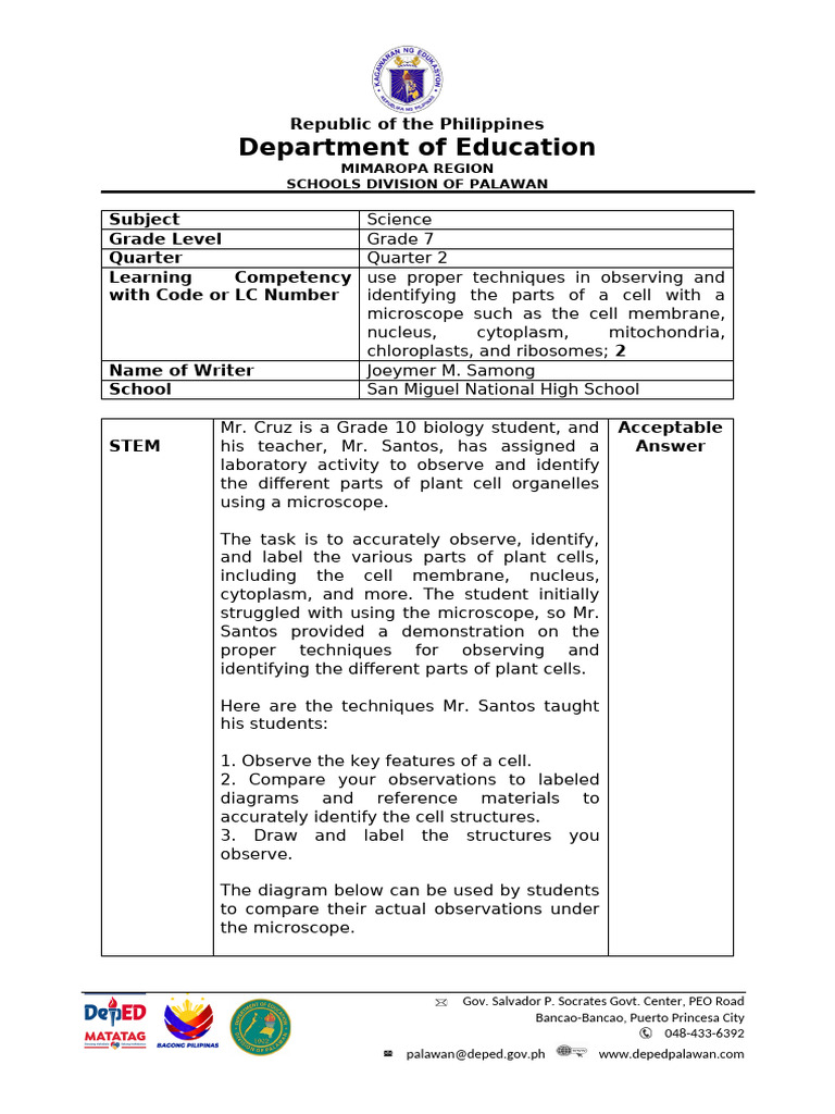 Science - G7 - Q2 - LCcode - LCNo. 2 - 035428 | PDF | Cell (Biology ...