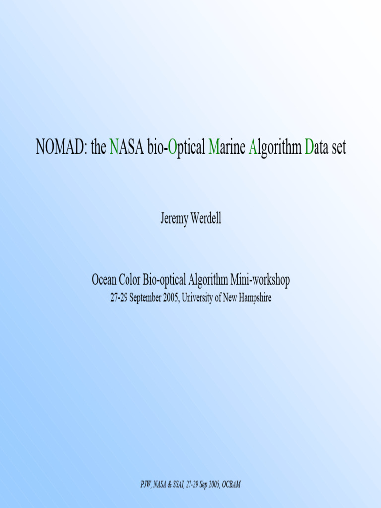 2005 An Improved in Situ Bio-Optical Data Set For Ocean Color Algorithm Development and ...