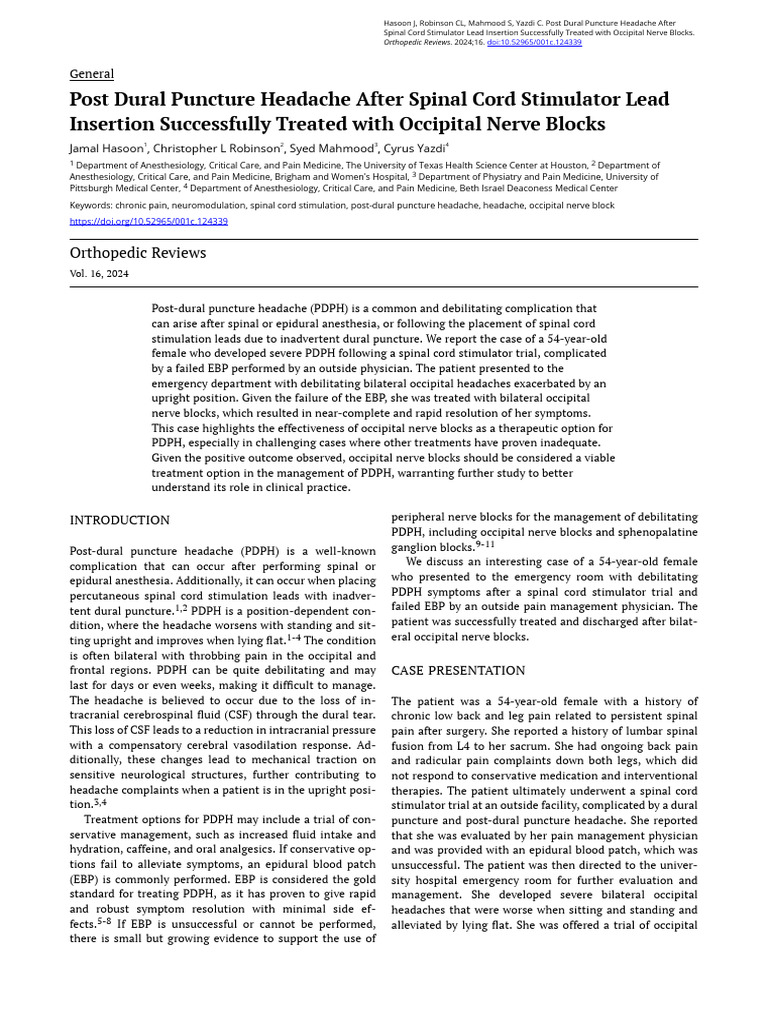 Post Dural Puncture Headache After Spinal | PDF | Headache | Symptoms ...