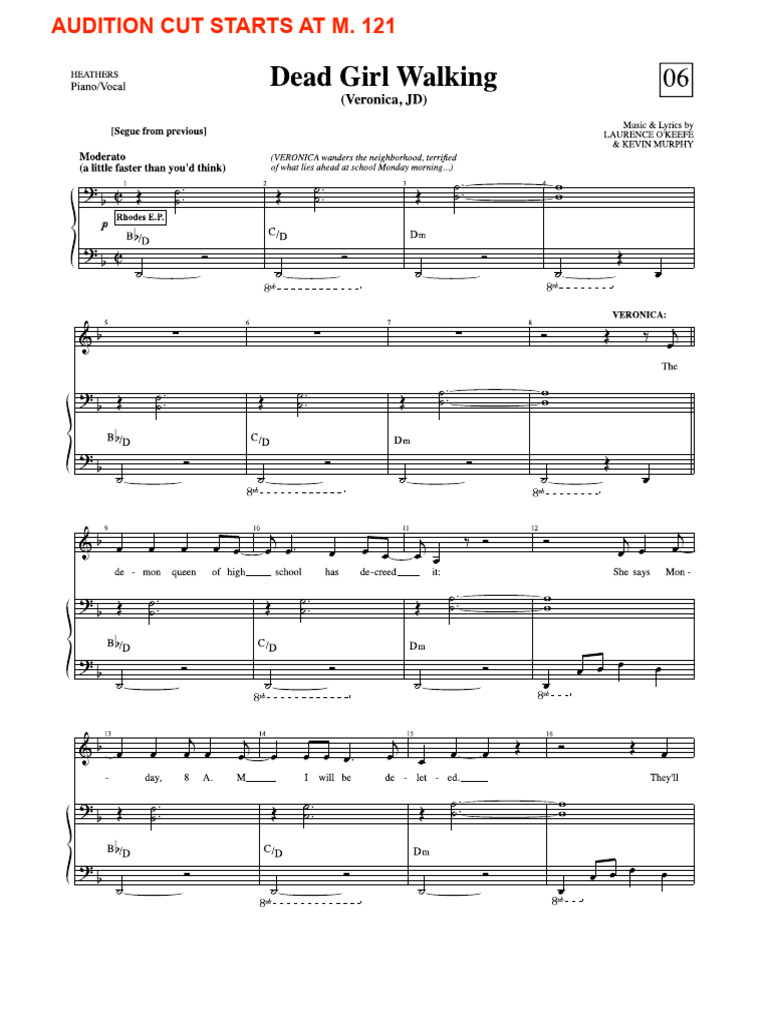 Dead Girl Walking Piano Sheet Music | PDF
