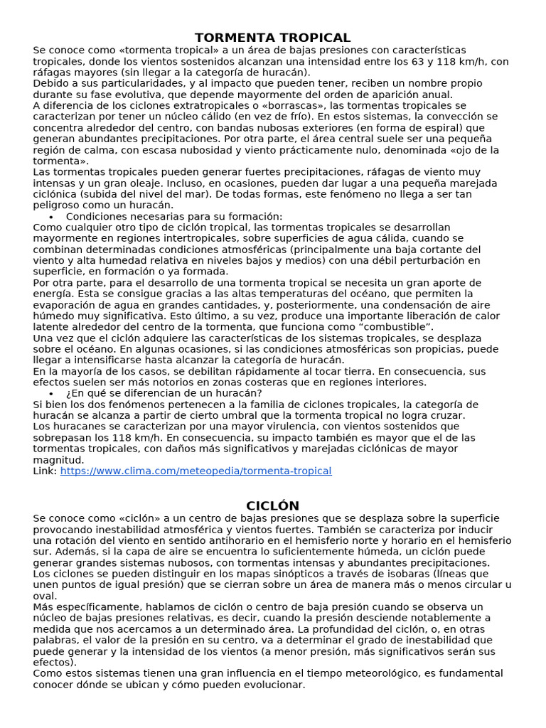 Fenómenos Atmosféricos CS DE LA TIERRA | PDF | Ciclones tropicales ...