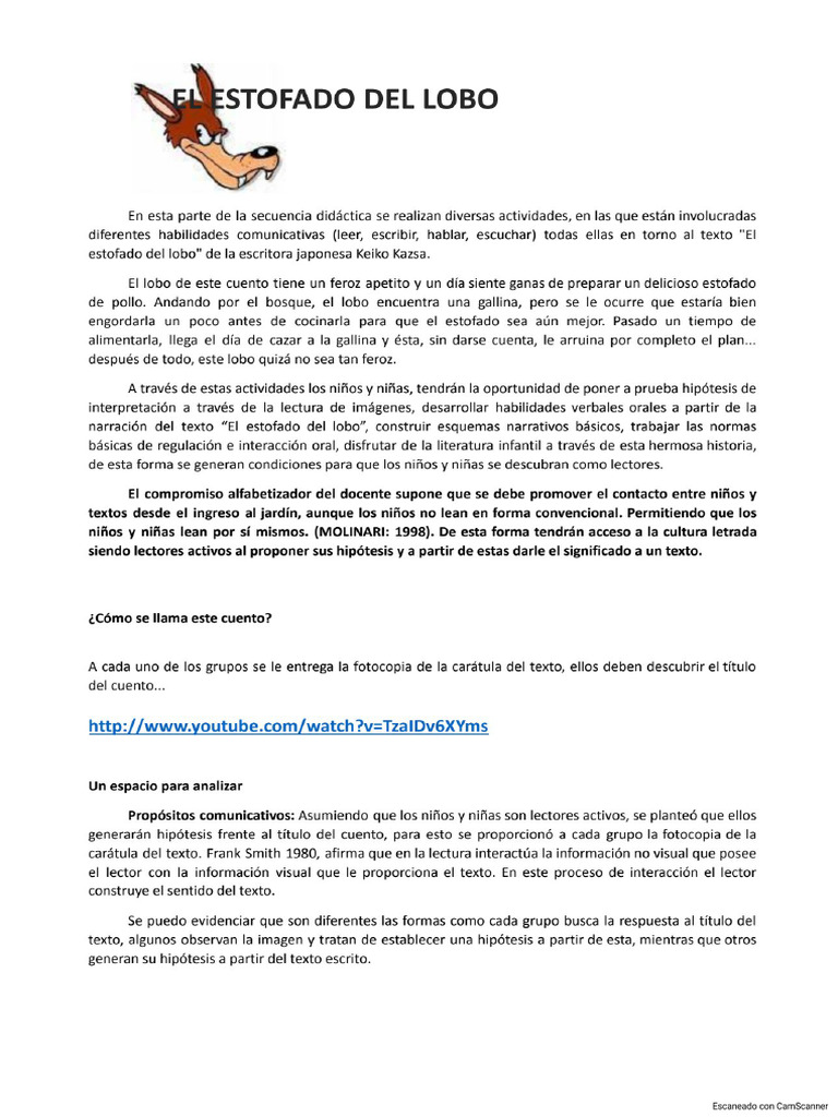 Secuencia Didáctica - El Estofado Del Lobo | PDF