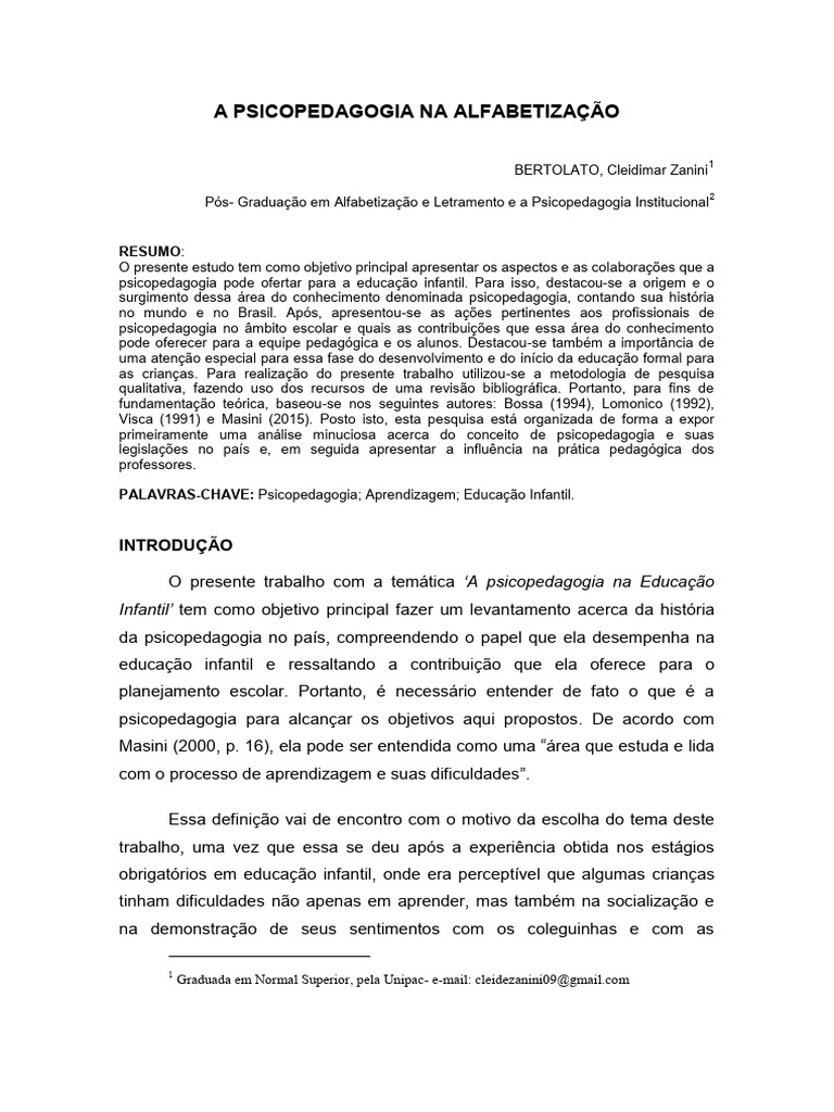 TCC Eduno Alfabetizacao | PDF | Aprendizado | Pedagogia