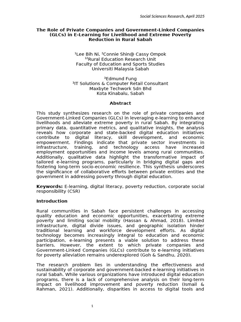 The Role of Private Companies and Government-Linked Companies (GLCS) in ...