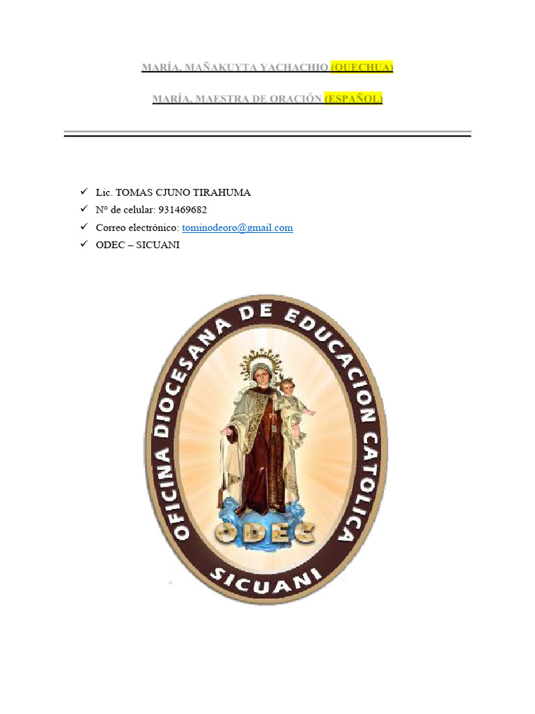 María, Maestra de Oración para Niños | PDF | Oración | María, madre de ...