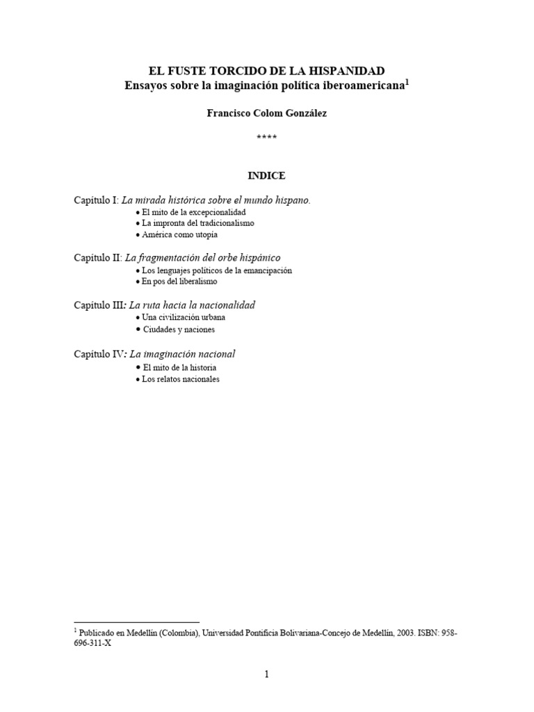 El Fuste Torcido de La Hispanidad Ensayo | PDF | Nación | España