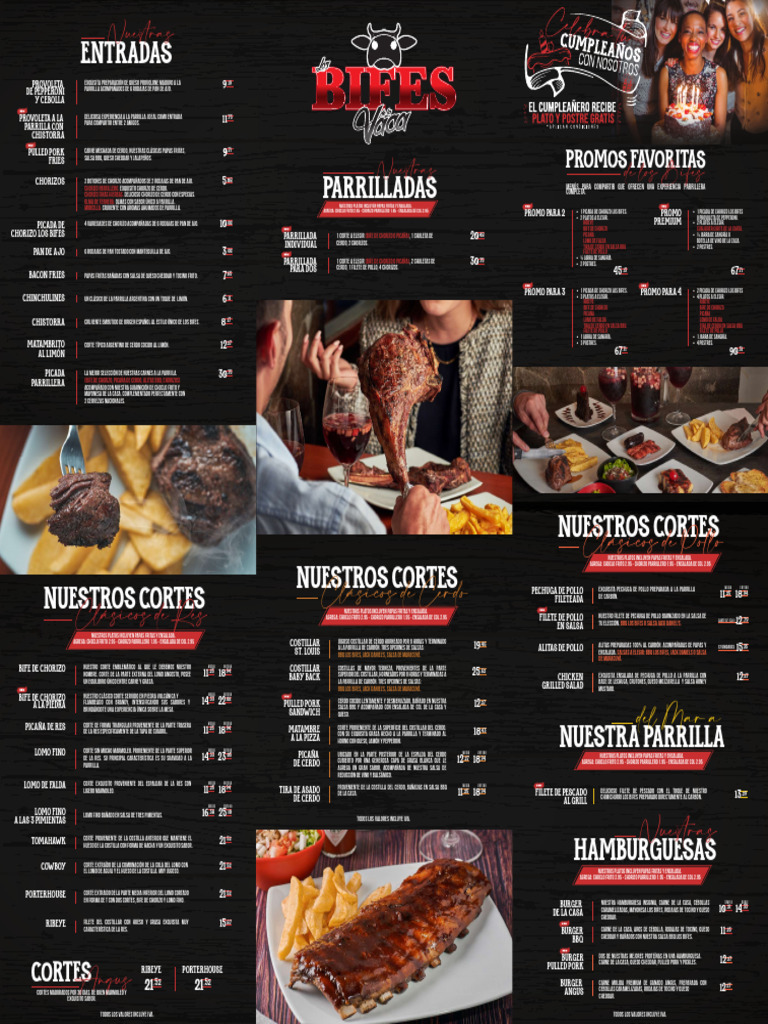 Los Bifes de La Vaca Menú | PDF | filete | Parilla