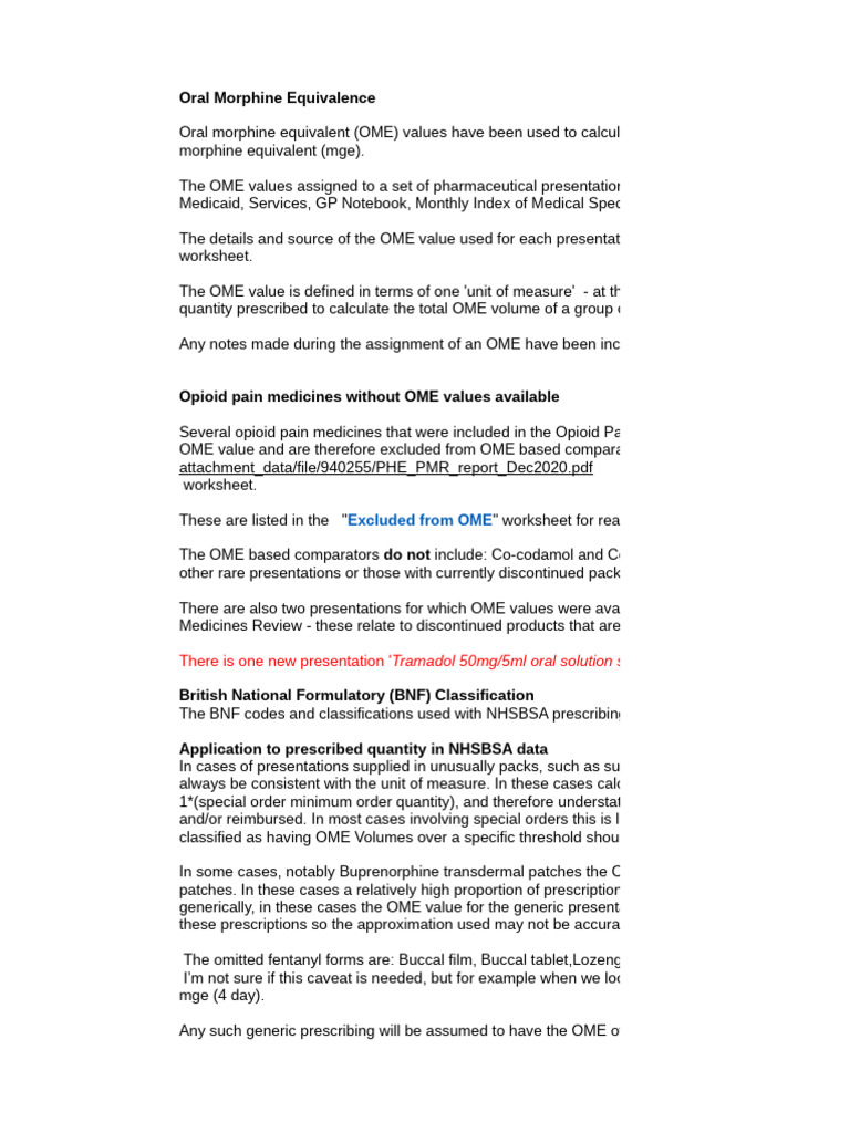 A2 Oipiod Morphine Equivalent Values | PDF | Prescription Drugs | Opioid