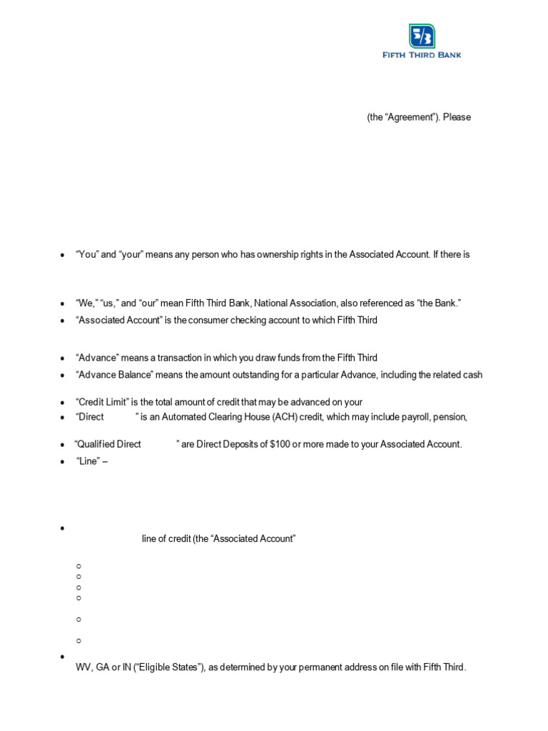 Fifth Third MyAdvance Terms & Conditions | PDF | Credit Card | Lawsuit