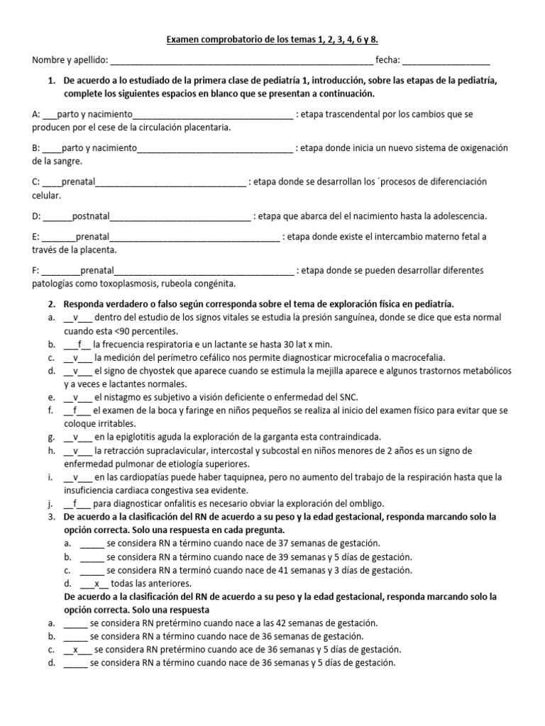 Examen Comprobatorio de Elanys - 104542 | PDF | Placenta | Medicina