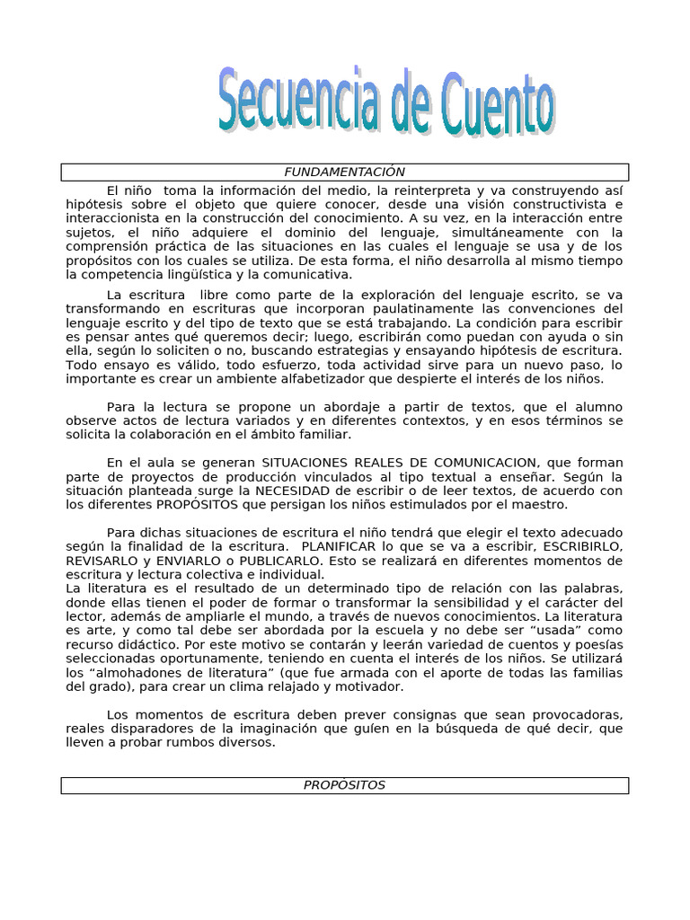 secuencia cuento | PDF | Comunicación escrita | Educación en artes ...